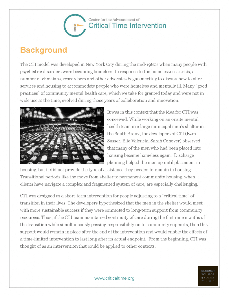 Critical Time Intervention | Materials and Handouts | Critical Time ...