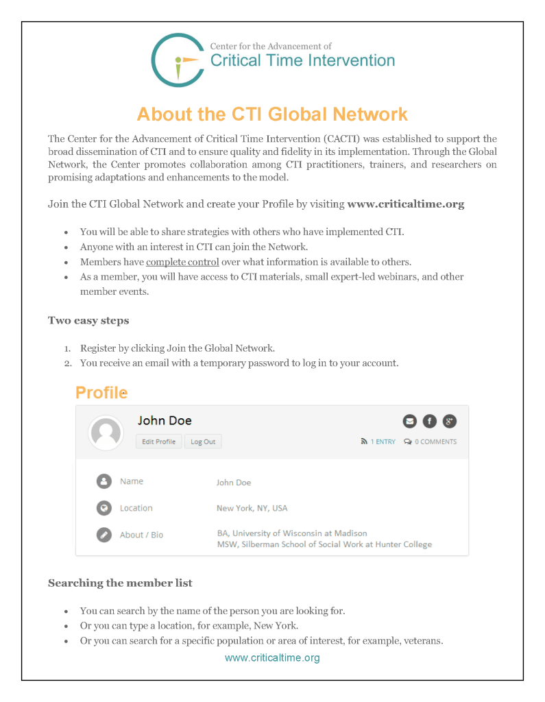 Critical Time Intervention | Materials and Handouts | Critical Time ...