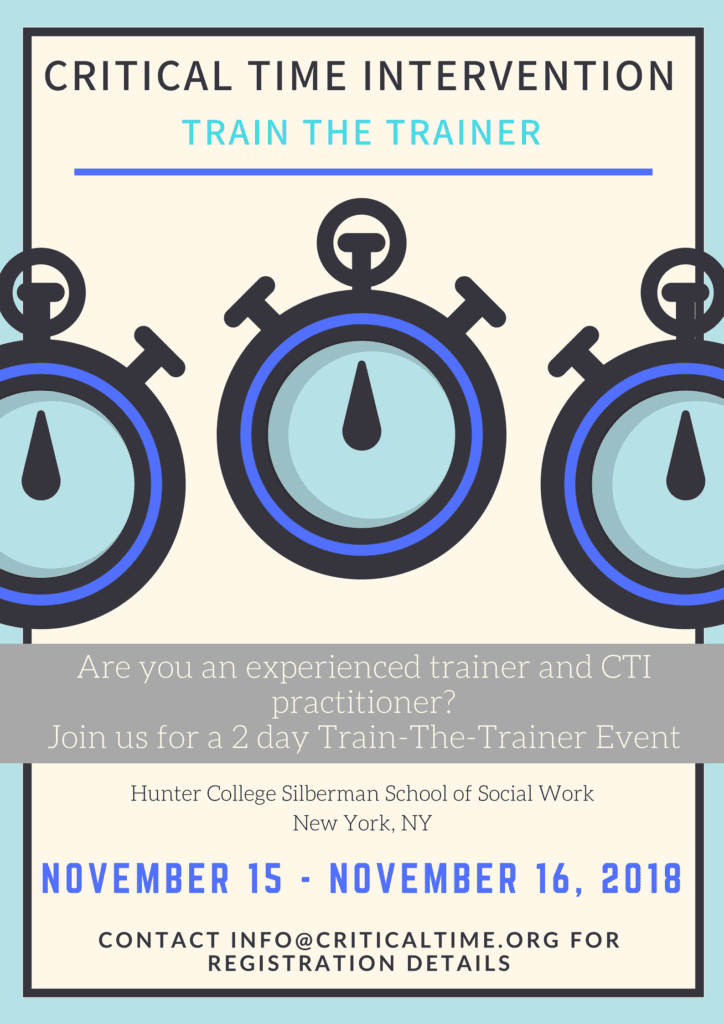 Critical Time Intervention | CTI Train-the-Trainer Event in NYC ...