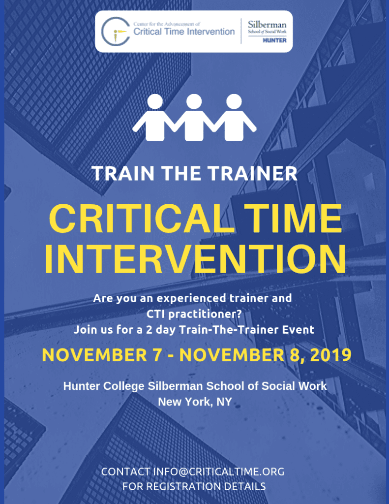 Critical Time Intervention | Train-the-Trainer Nov 7-8, 2019 | Critical ...